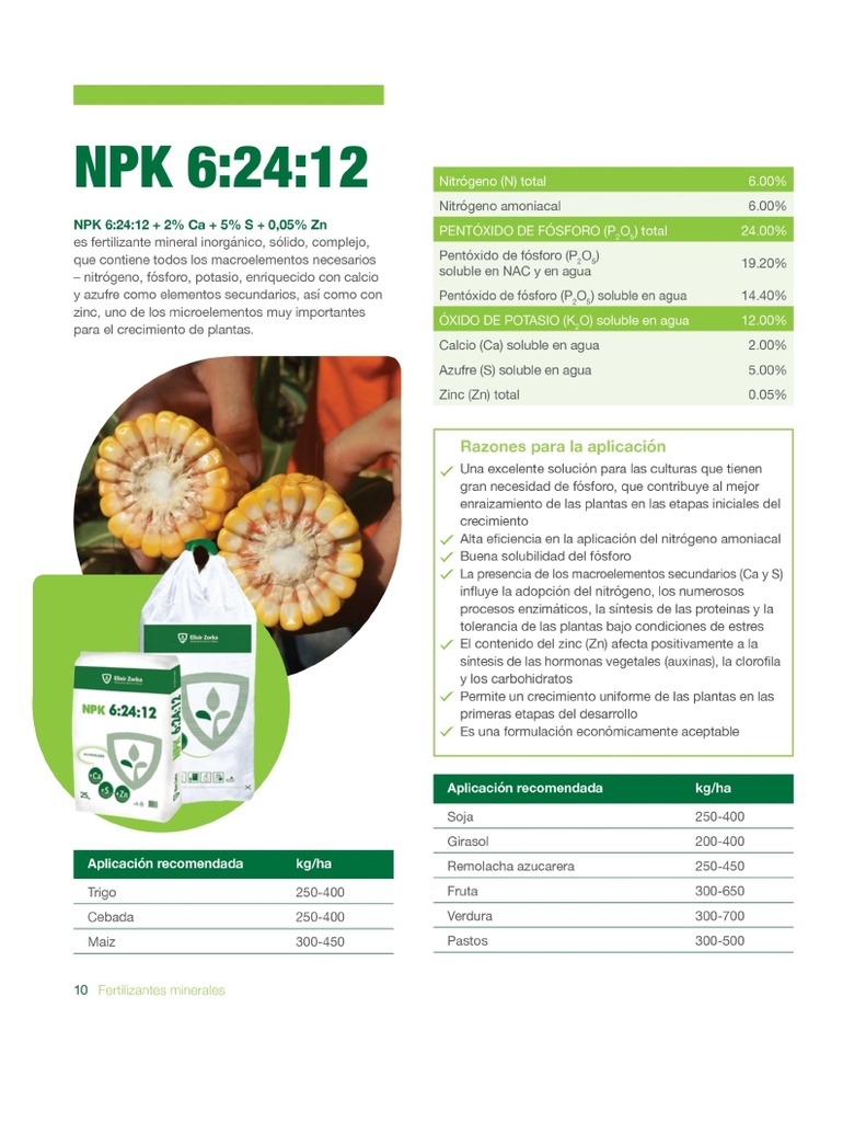 Elixir NPK 6-24-12 +Ca 2% + S 5% + Zn 0.05% MONOGRAMO X25KG | Hortipro S.R.L